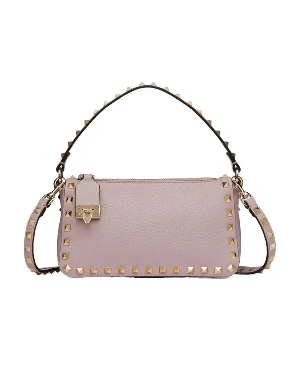 Valentino Garavani Small Rockstud Grainy Calfskin Crossbody Bag - Pink