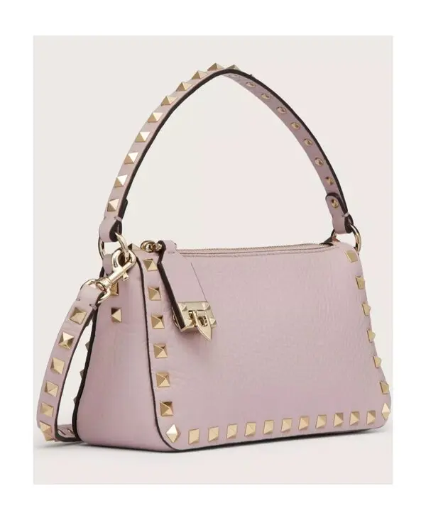 Valentino Garavani Small Rockstud Grainy Calfskin Crossbody Bag - Pink