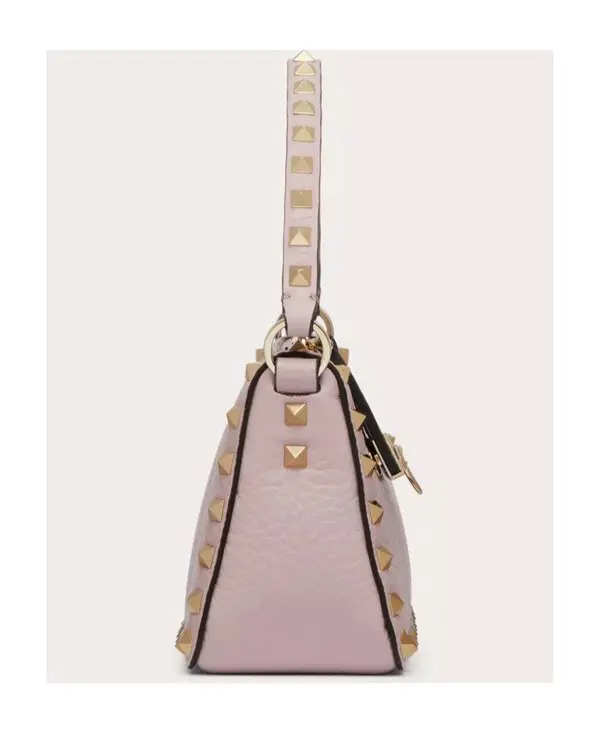 Valentino Garavani Small Rockstud Grainy Calfskin Crossbody Bag - Pink