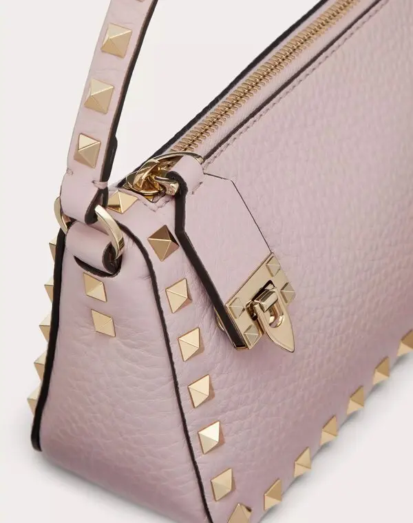 Valentino Garavani Small Rockstud Grainy Calfskin Crossbody Bag - Pink