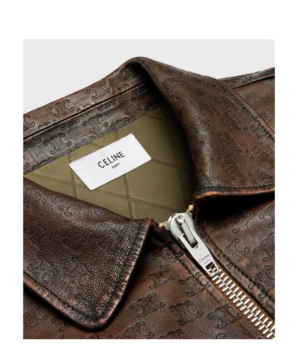 Celine Aviator Blouson Jacket In Embossed Lambskin