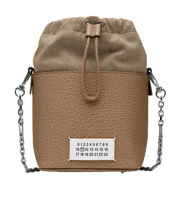 MAISON MARGIELA 5ac Number Patch Drawstring Bucket Bag - Brown