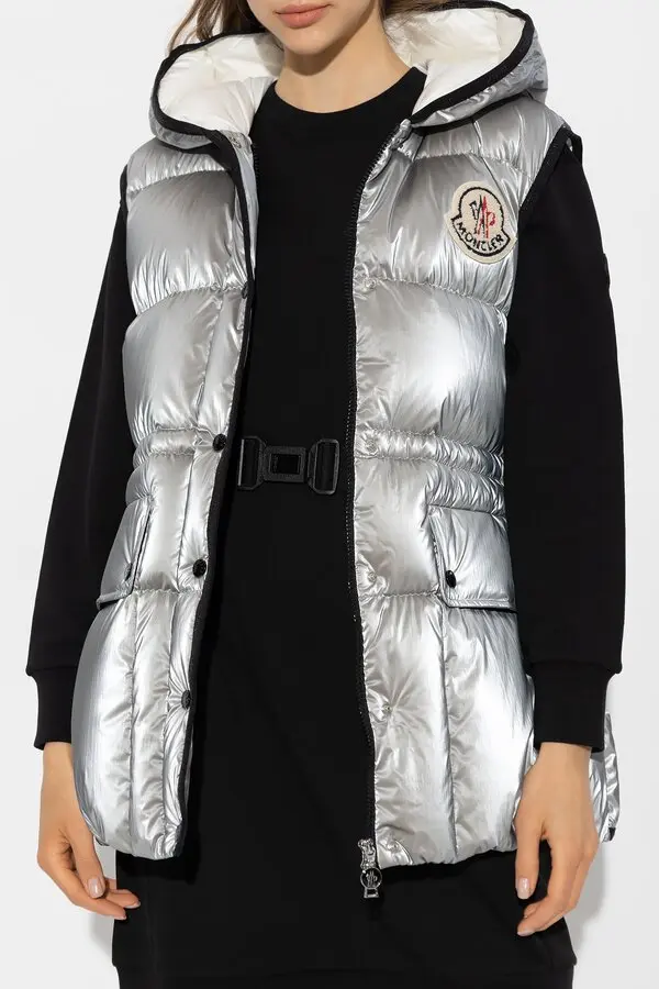 Moncler Hera Hooded Quilted Down Vest With Belt Detail