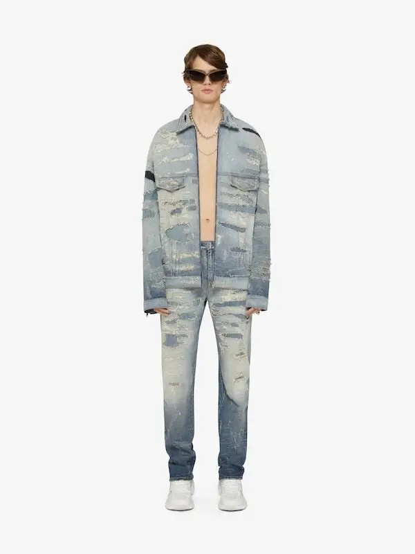 Givenchy Oversized Denim Jacket With Rip And Repair Details