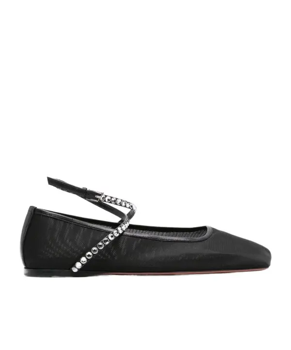Amina Muaddi Ane Mesh Ballet Shoes - Black