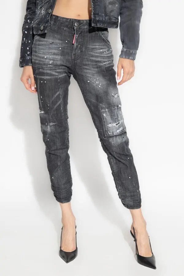 Dsquared2 Low-rise Cropped Distressed Jeans - Black