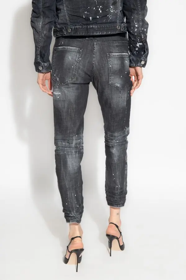 Dsquared2 Low-rise Cropped Distressed Jeans - Black