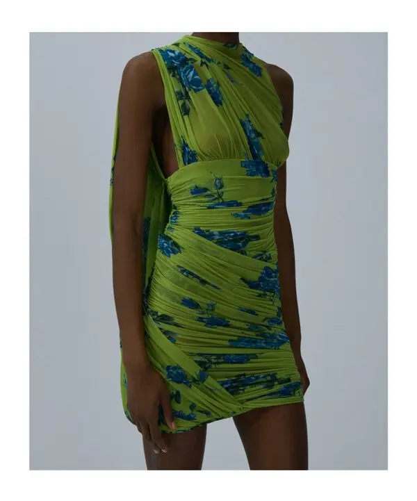 Magda Butrym Floral-print Draped Mini Dress - Green
