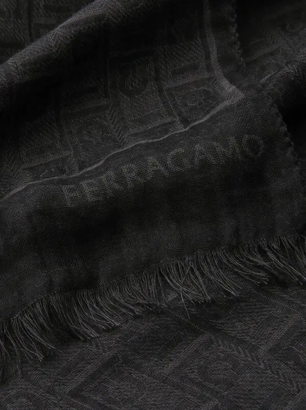 FERRAGAMO Logo Jacquard Scarf - Black
