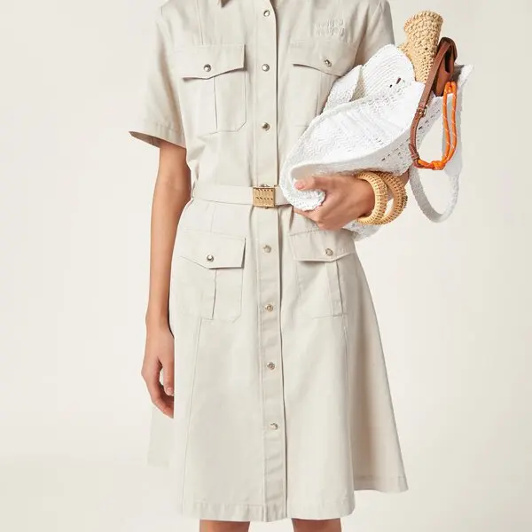 Miu Miu Logo-patch Belted Shirt Dress