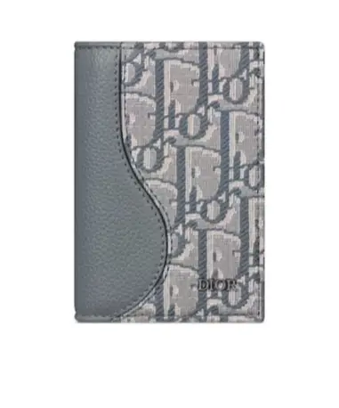 Dior Saddle Vertical Bifold Card Holder - Dark Gray