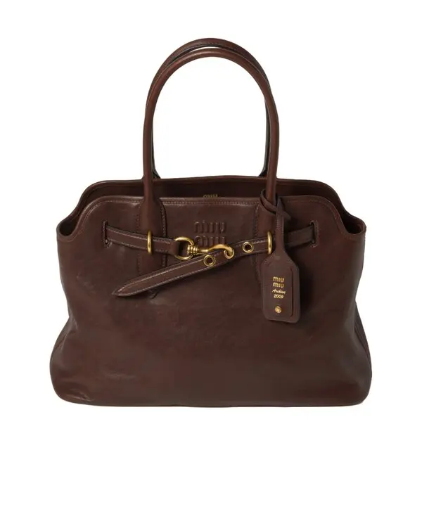 Miu Miu Nappa Leather Tote Bag - Heather