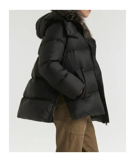 YVES SALOMON A-shaped Down Jacket With Removable Fur Trim