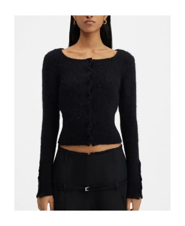 Jacquemus Square Collar Long Sleeve Ribbed Cardigan