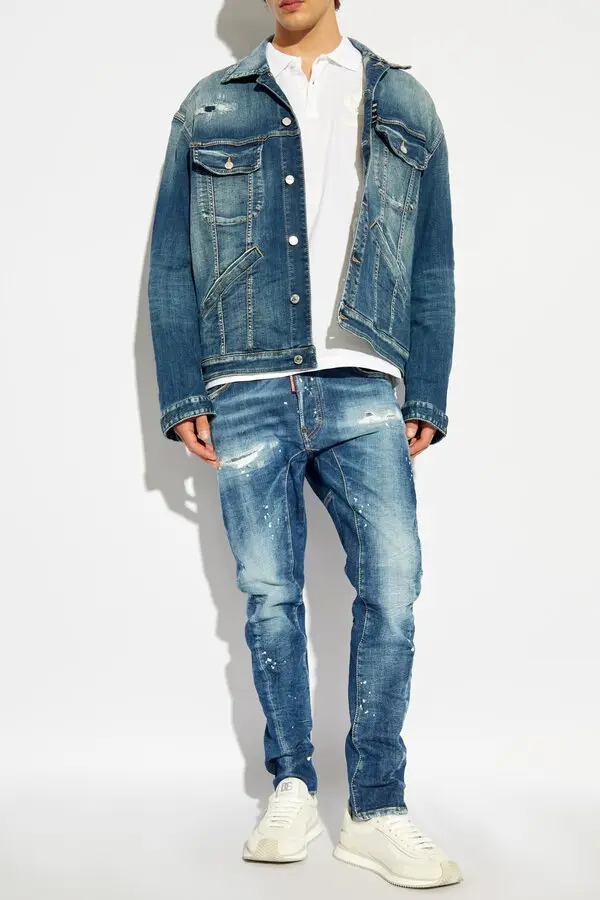 Dsquared2 Distressed Denim Jacket - Blue