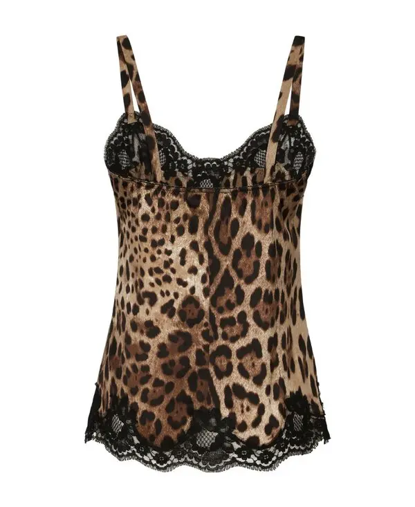 Dolce & Gabbana Leopard Print Lace Trim Camisole