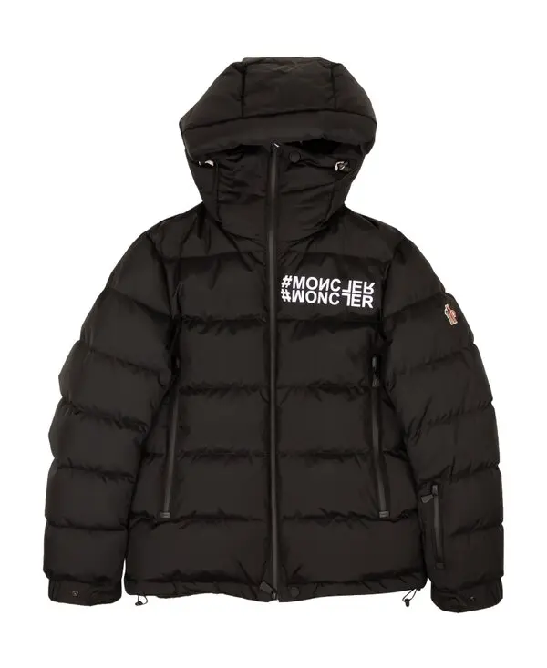 Moncler Long-sleeved Down Jacket With Logo And Drawstring Hood