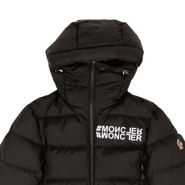 Moncler Long-sleeved Down Jacket With Logo And Drawstring Hood