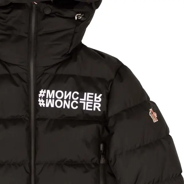 Moncler Long-sleeved Down Jacket With Logo And Drawstring Hood