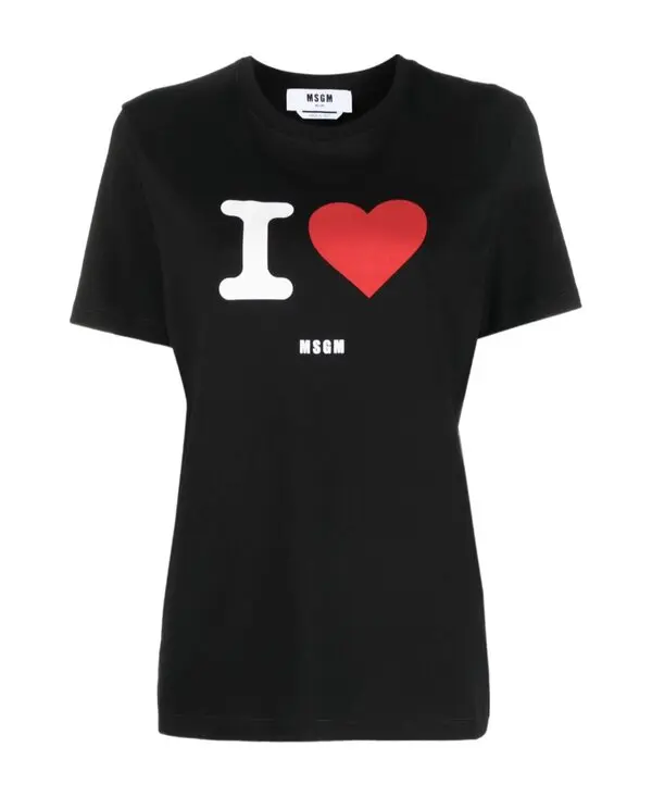 MSGM Logo Flocked Crewneck T-shirt