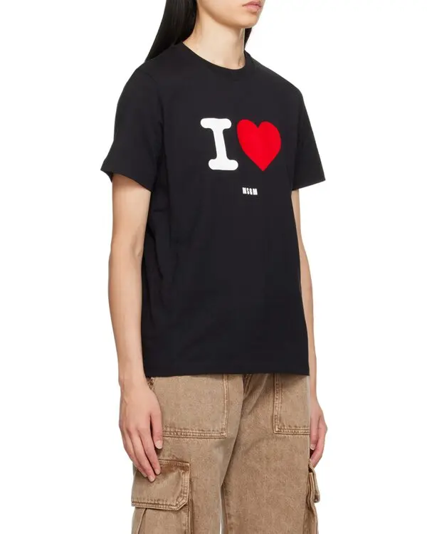 MSGM Logo Flocked Crewneck T-shirt