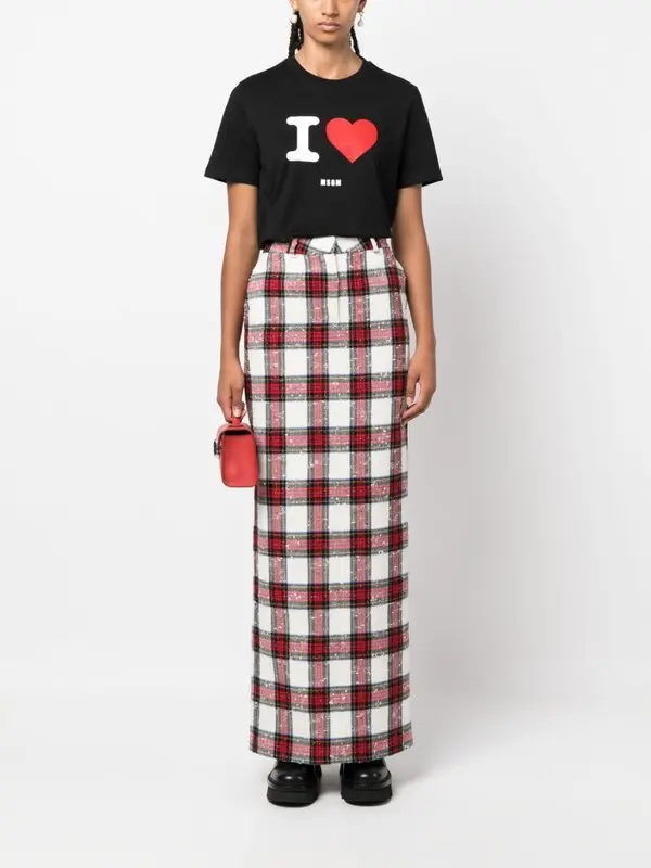MSGM Logo Flocked Crewneck T-shirt