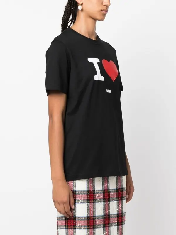 MSGM Logo Flocked Crewneck T-shirt