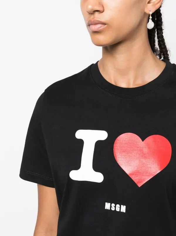 MSGM Logo Flocked Crewneck T-shirt