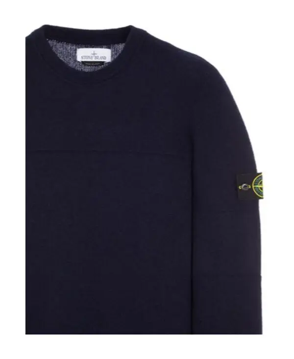 Stone Island Compass Motif Crew Neck Jumper - Blue