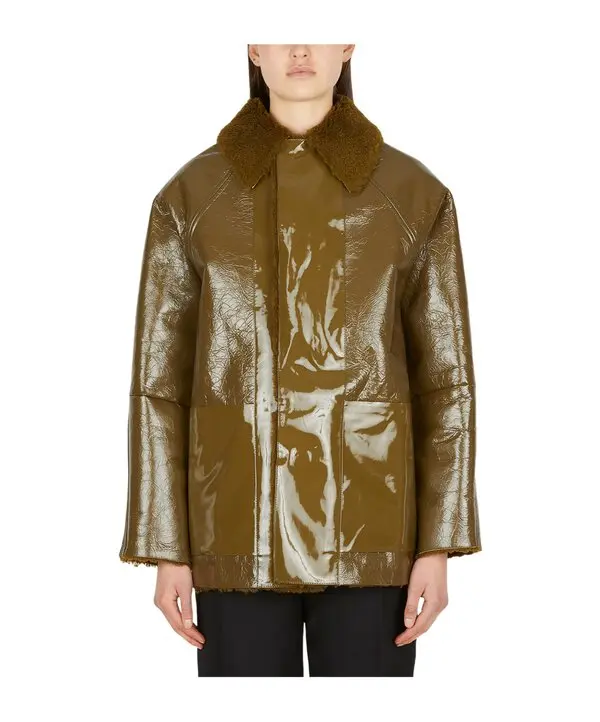 KASSL EDITIONS Lapel Spliced Leather Jacket