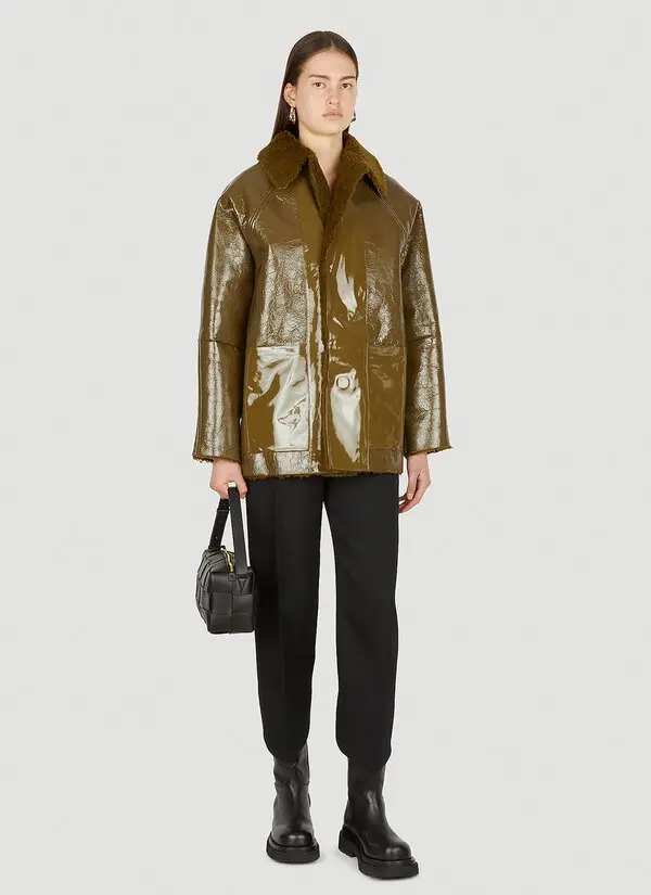KASSL EDITIONS Lapel Spliced Leather Jacket