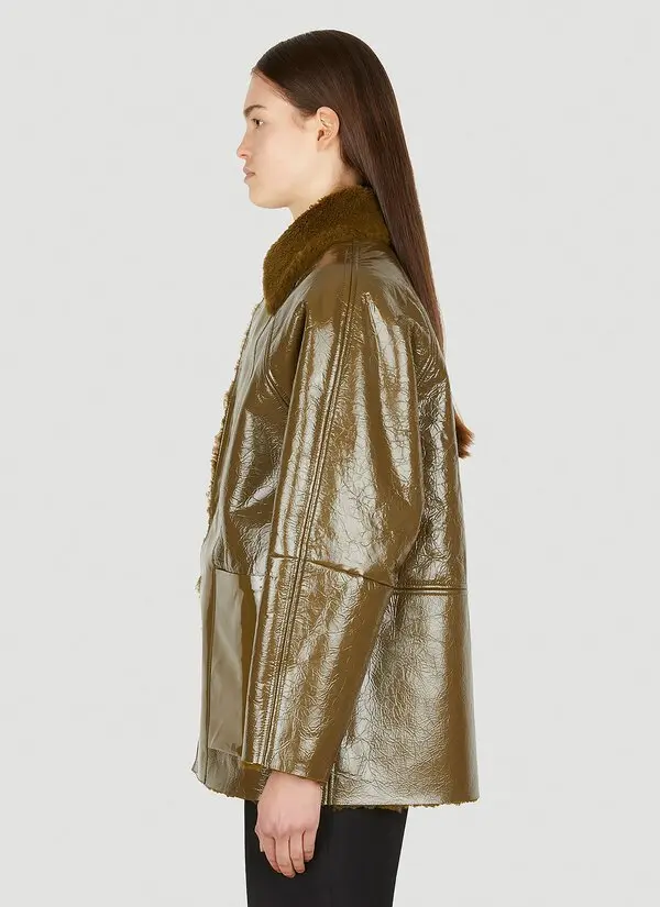 KASSL EDITIONS Lapel Spliced Leather Jacket