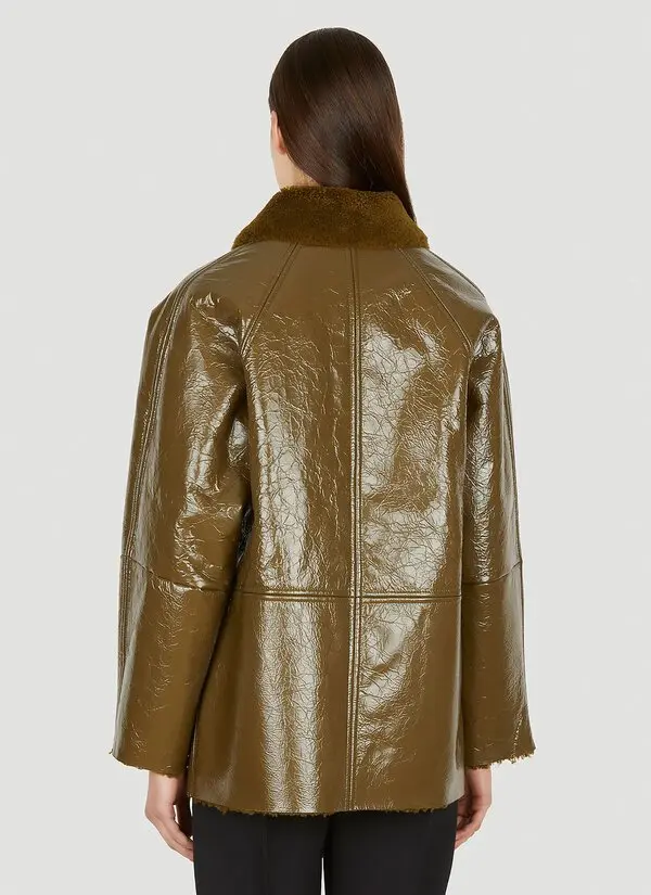KASSL EDITIONS Lapel Spliced Leather Jacket