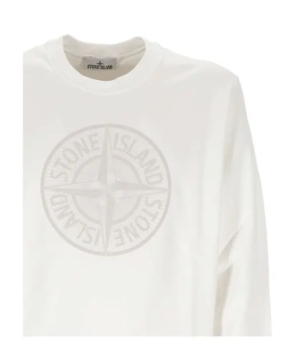 Stone Island Logo Embroidered Crewneck Sweatshirt