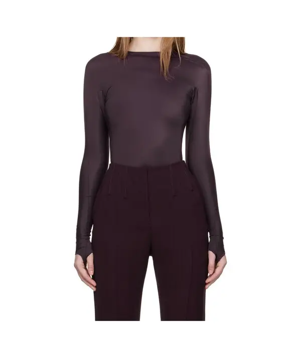MUGLER Embossed Logo Long Sleeve Bodysuit