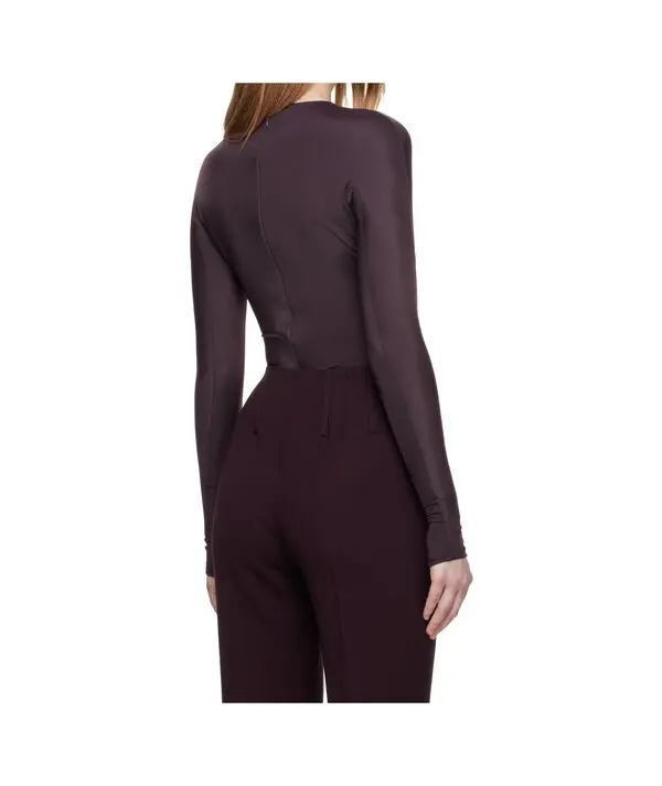MUGLER Embossed Logo Long Sleeve Bodysuit