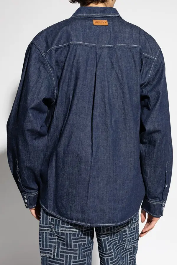 Kenzo Logo Embroidered Buttoned Denim Shirt