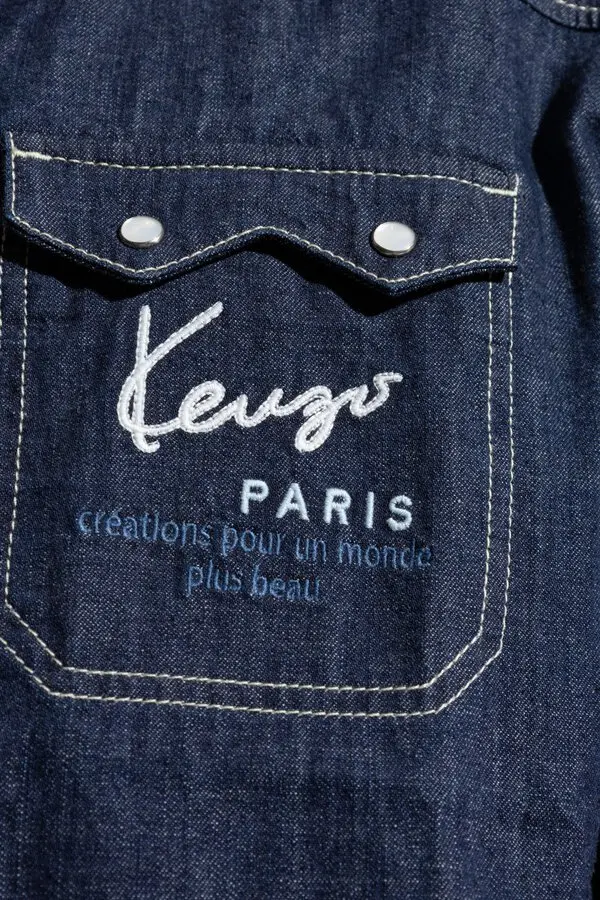 Kenzo Logo Embroidered Buttoned Denim Shirt