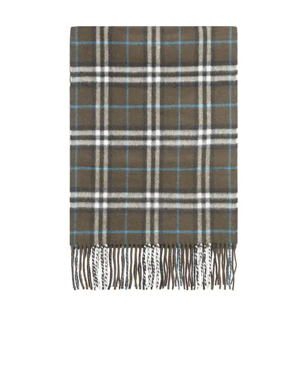Burberry Checked Fringed Edge Scarf - Gray