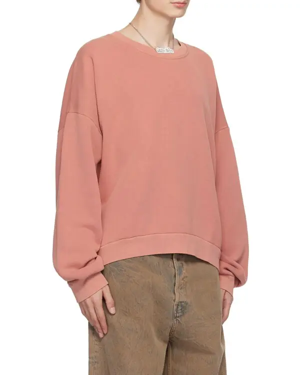 Acne Studios Round Neck Long Sleeve Sweater With Rubber Logo Patch