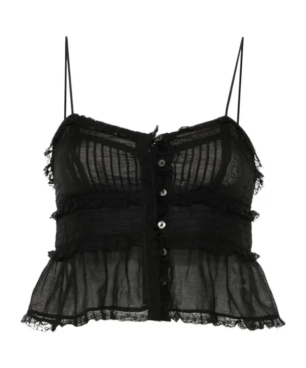 Isabel Marant Étoile Gloria Cropped Blouse - Black