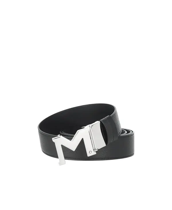 Montblanc M Logo Detailed Buckle Belt - Black