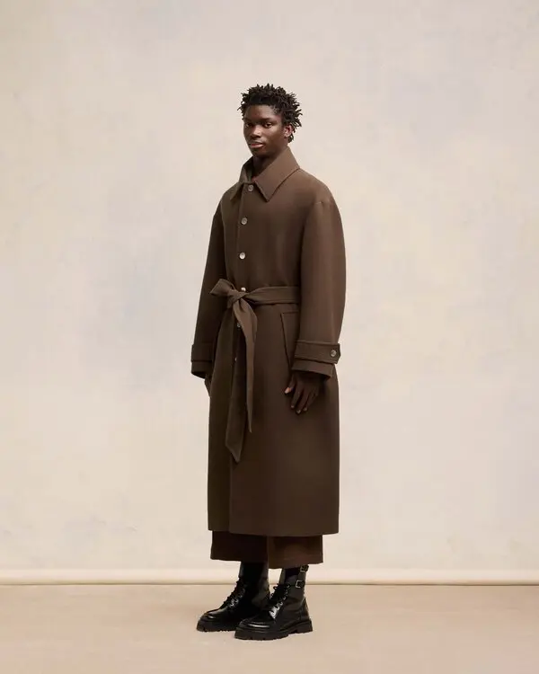 Ami Belted Long Oversized Coat
