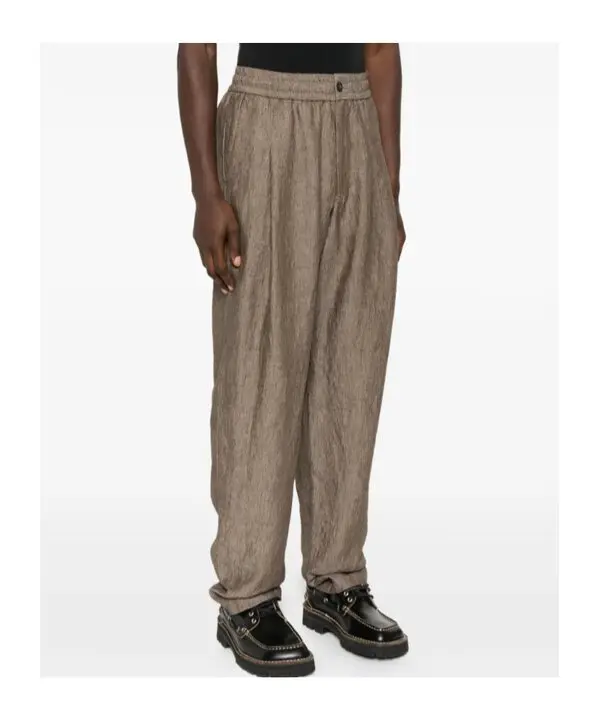 Giorgio Armani Relaxed Fit Pleated Pull-on Trousers - Gray