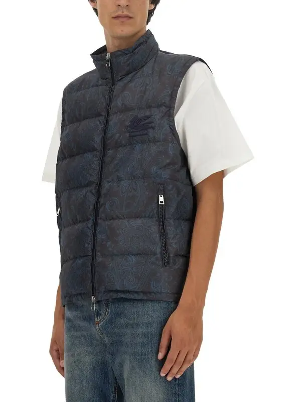 Etro Sleeveless Paisley Printed Down Jacket