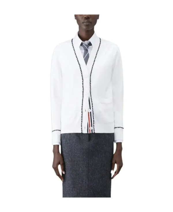 Thom Browne Knit Cardigan With Striped Detailing