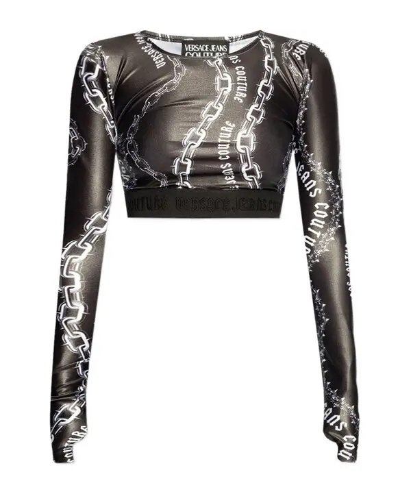 Versace Chain Print Cropped Top