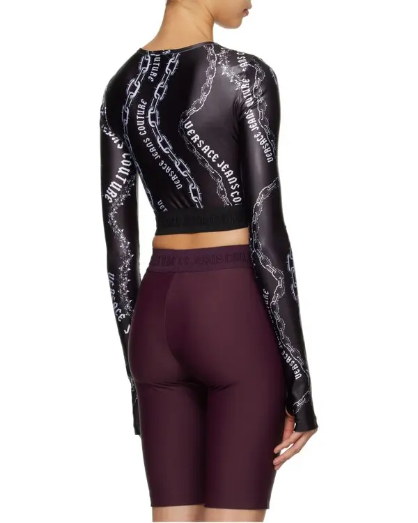 Versace Chain Print Cropped Top