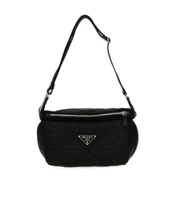 Prada Quilted Triangle-logo Bag - Black