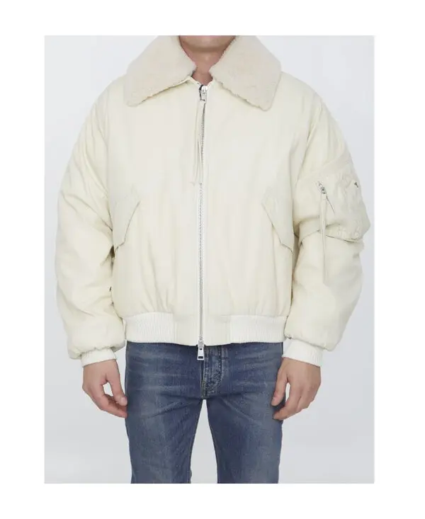 Ami Zipped Boxy Bomber Jacket With Removable Collar